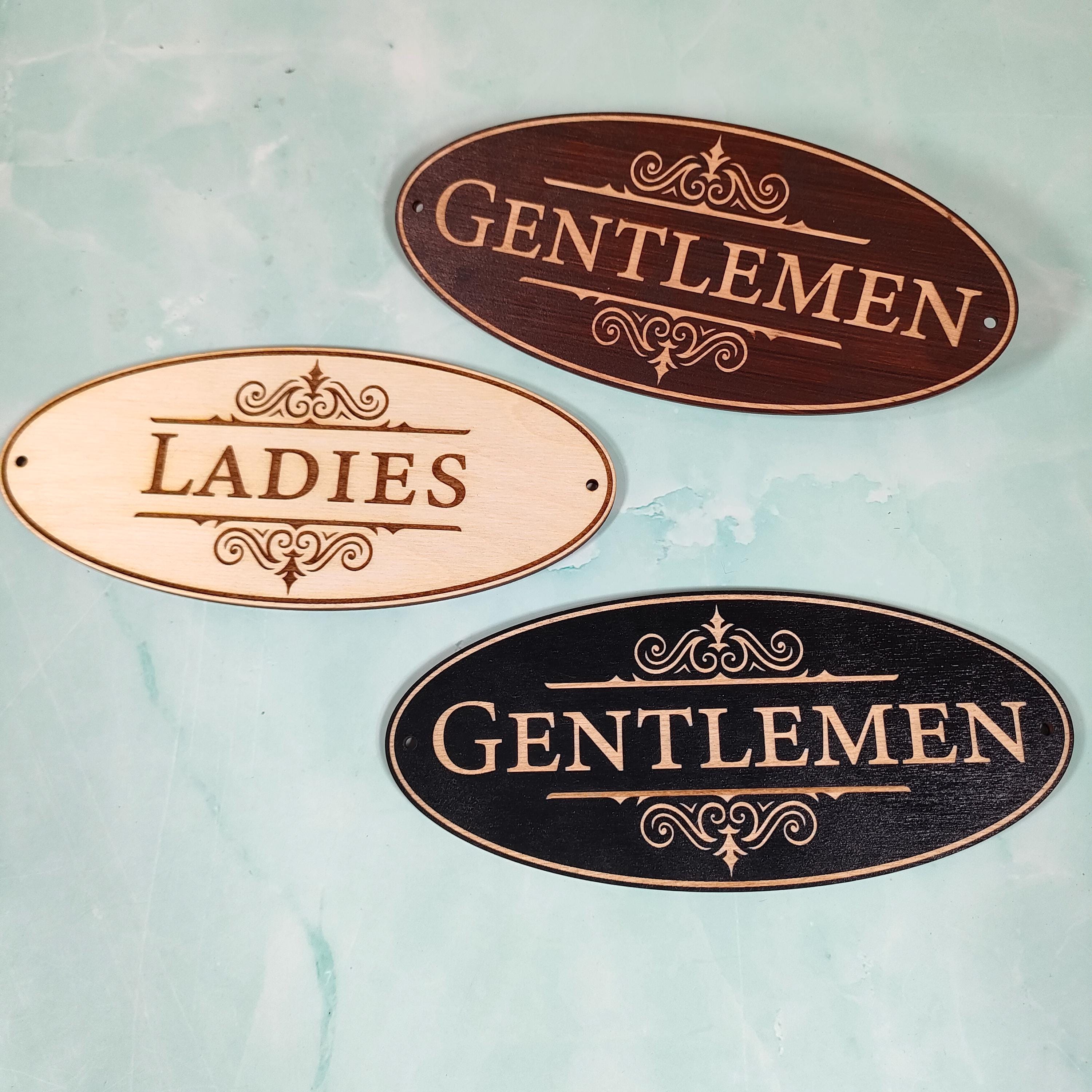 Ladies and Gentlemen Restroom Signs, Wooden Bathroom Sign Set, Toilet ...