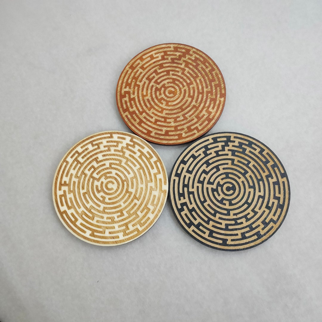 Finger Labyrinth Coaster Set: Geometric Maze Coasters (95MM) - Etsy
