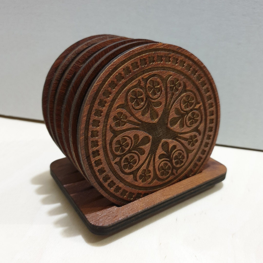Wood Mandala Coasters Set (95MM) | Mandala Decor | Personalize Gift ...