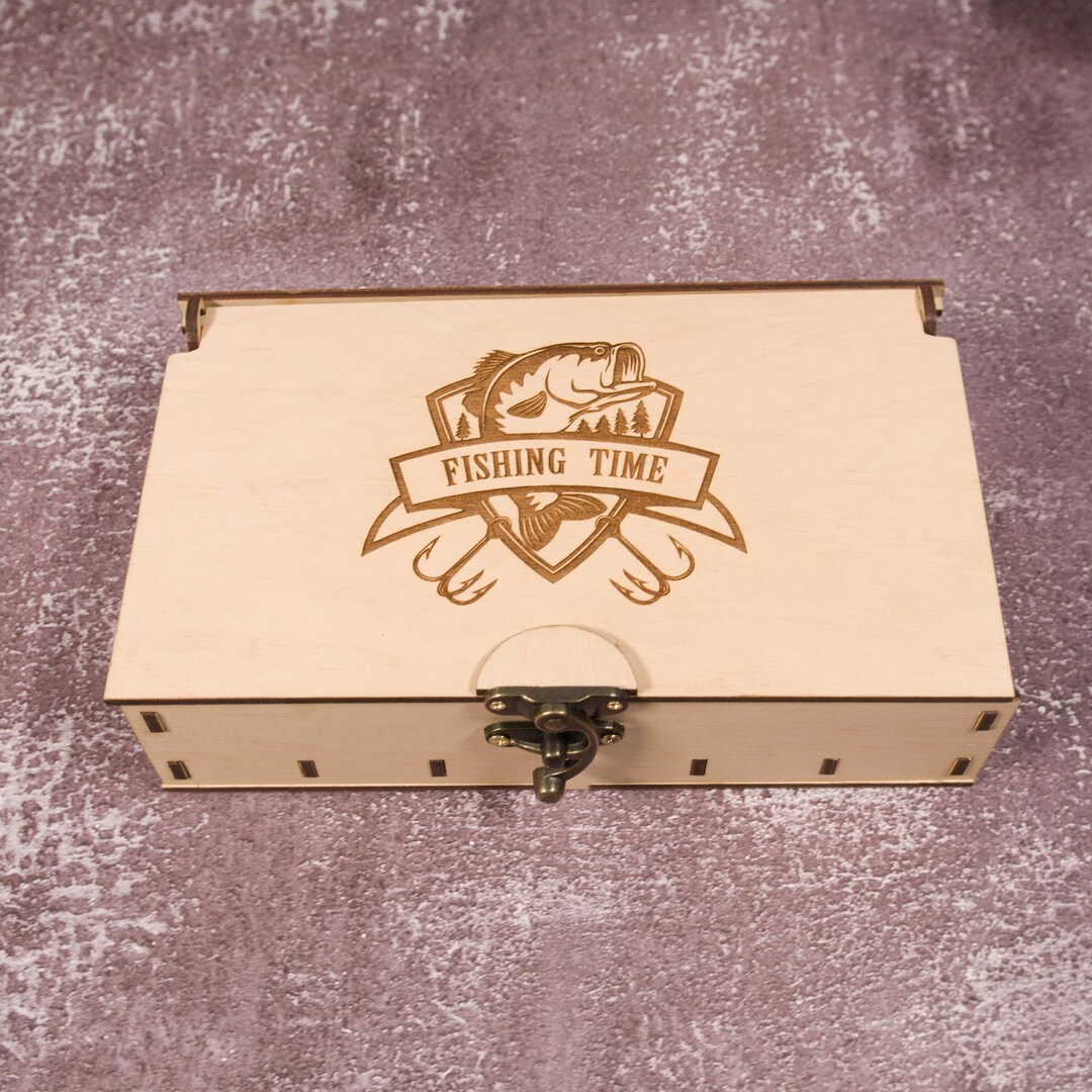 Custom Wood Tackle Box: Engraved Fishing Gear Storage - Etsy
