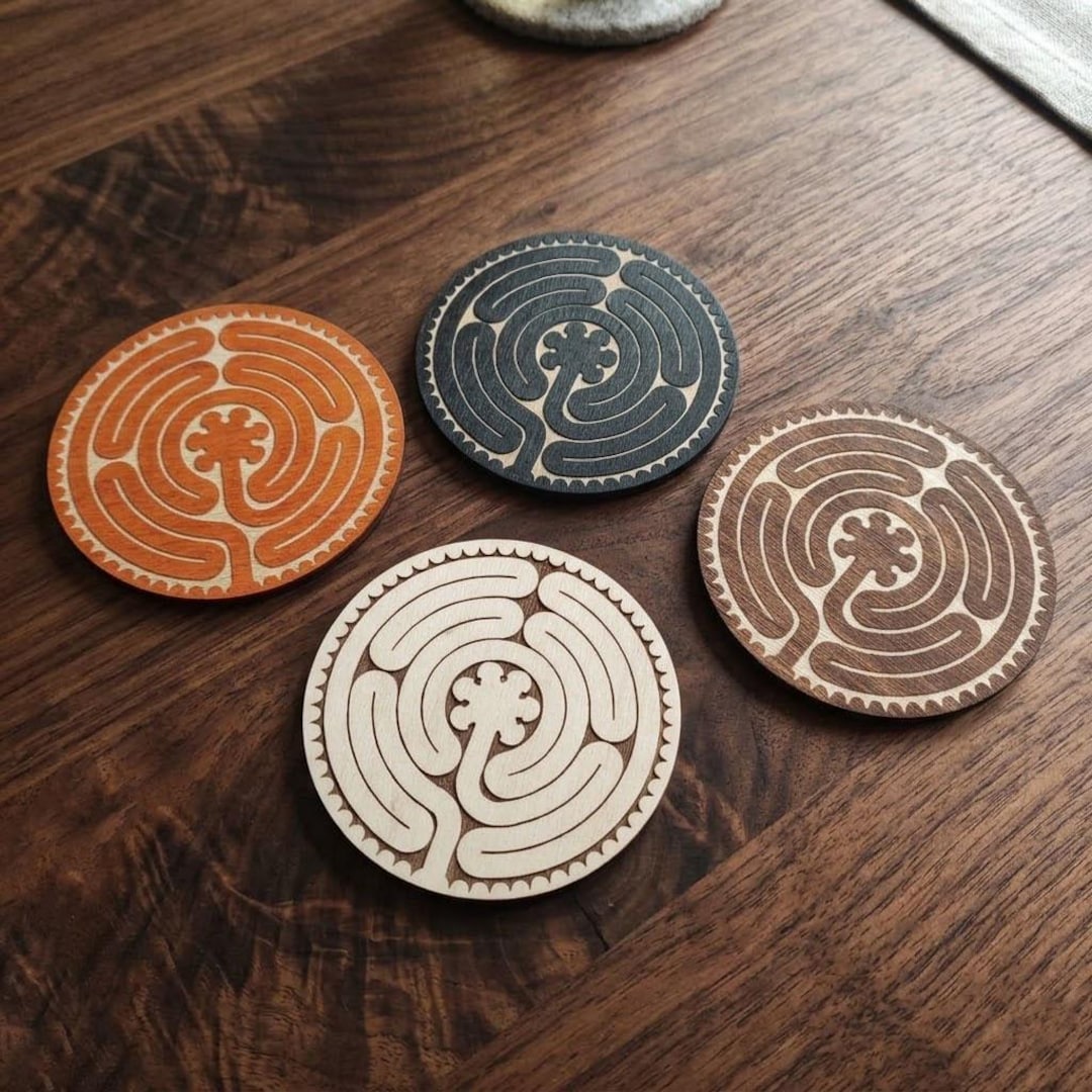 Chartres Cathedral Labyrinth Coaster: Laser Engraved Birch Wood ...