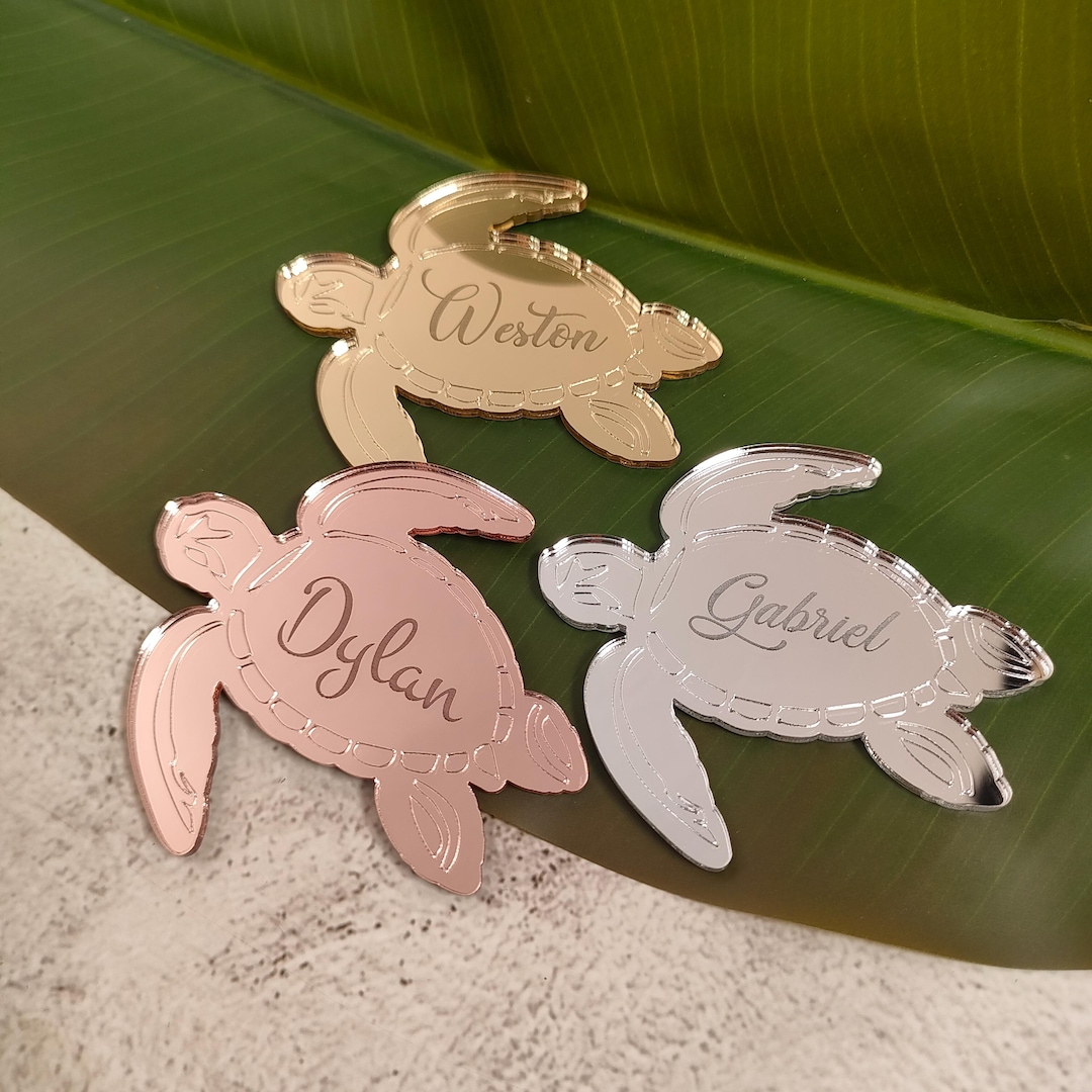 Mirror Acrylic Turtle Place Cards: Beach Wedding Table Decor - Etsy