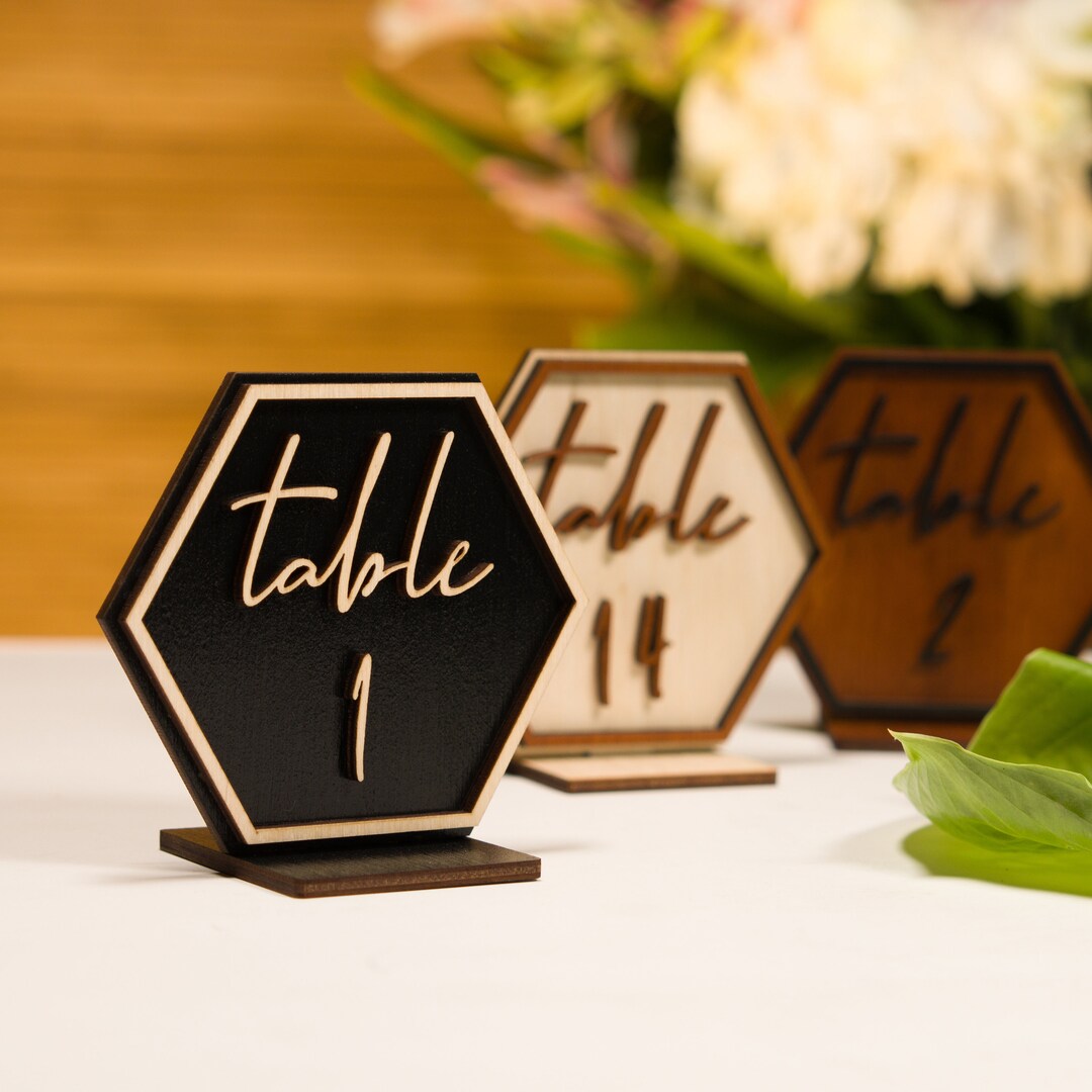 Rustic Wood Wedding Table Numbers: Hexagon Table Decor - Etsy