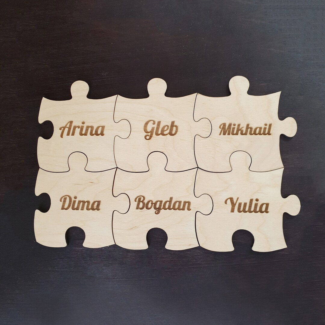Personalized Puzzle Coasters Set: Engraved Wood Coasters, Family Gift ...
