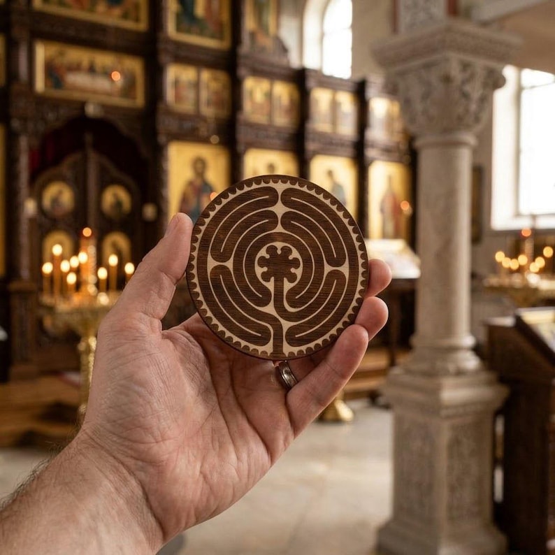 Chartres Cathedral Labyrinth Coaster: Laser Engraved Birch Wood ...