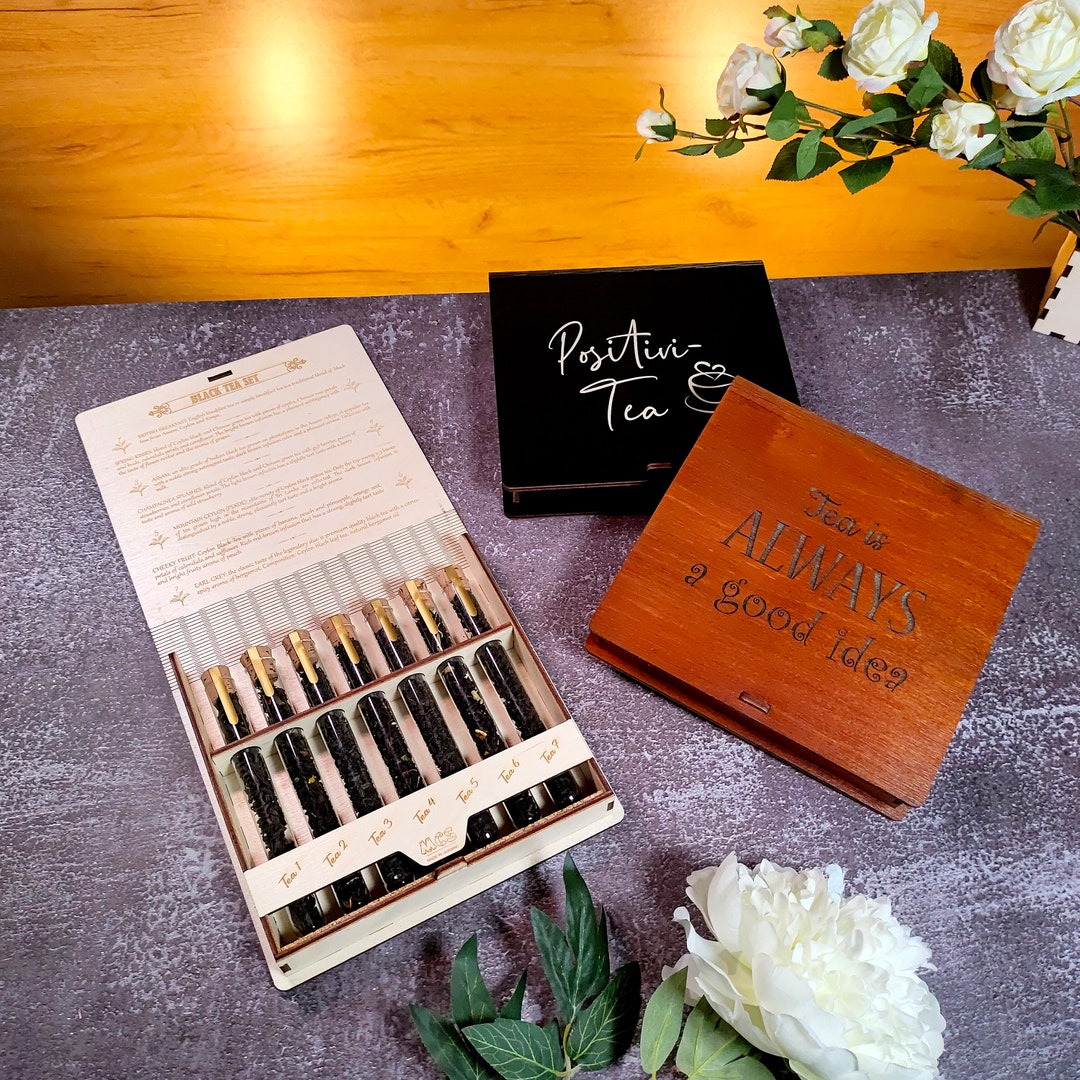 Black Tea Gift Set in Wood Box | Tea Set Gift Box (set 7 PCS ...