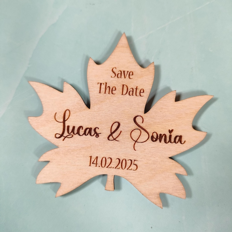Personalized Maple Leaf Save the Date Magnet: Rustic Fall Wedding - Etsy