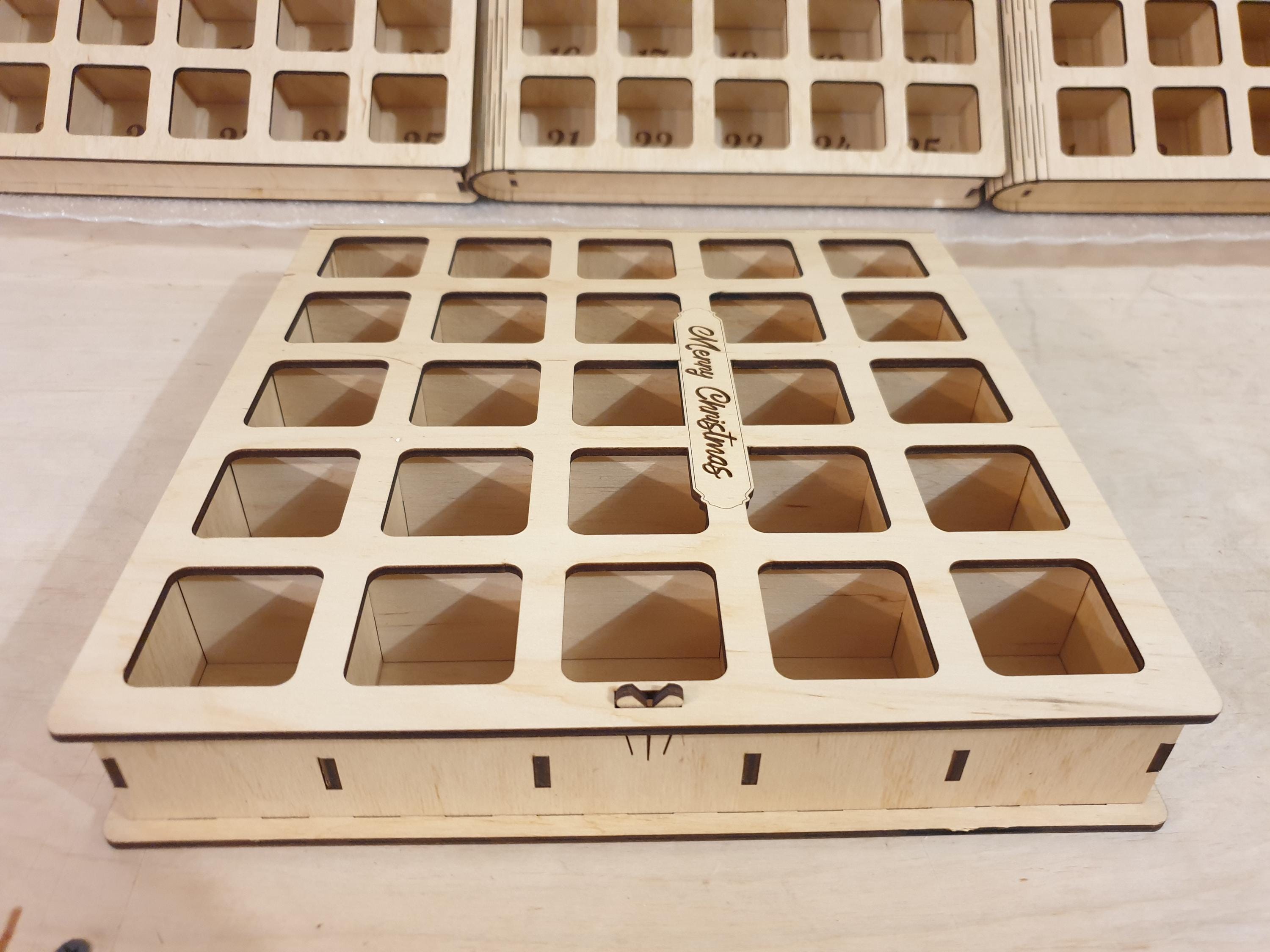 Wooden Advent Calendar Box: Eco-friendly, Engraved Lid (11x11x2 Inches ...