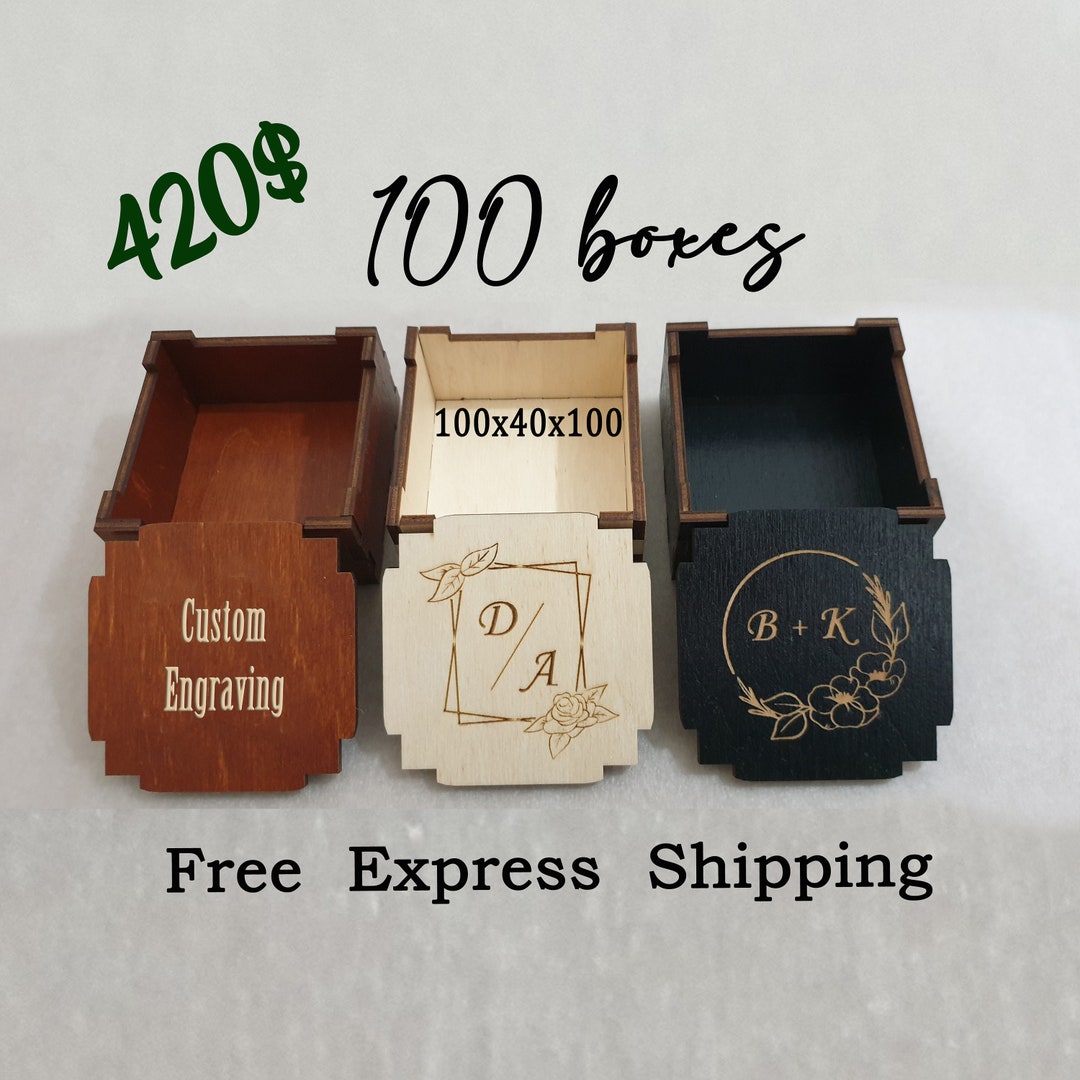100 Pcs 10040100 Mm Custom Wood Boxes With Logo Wooden - Etsy