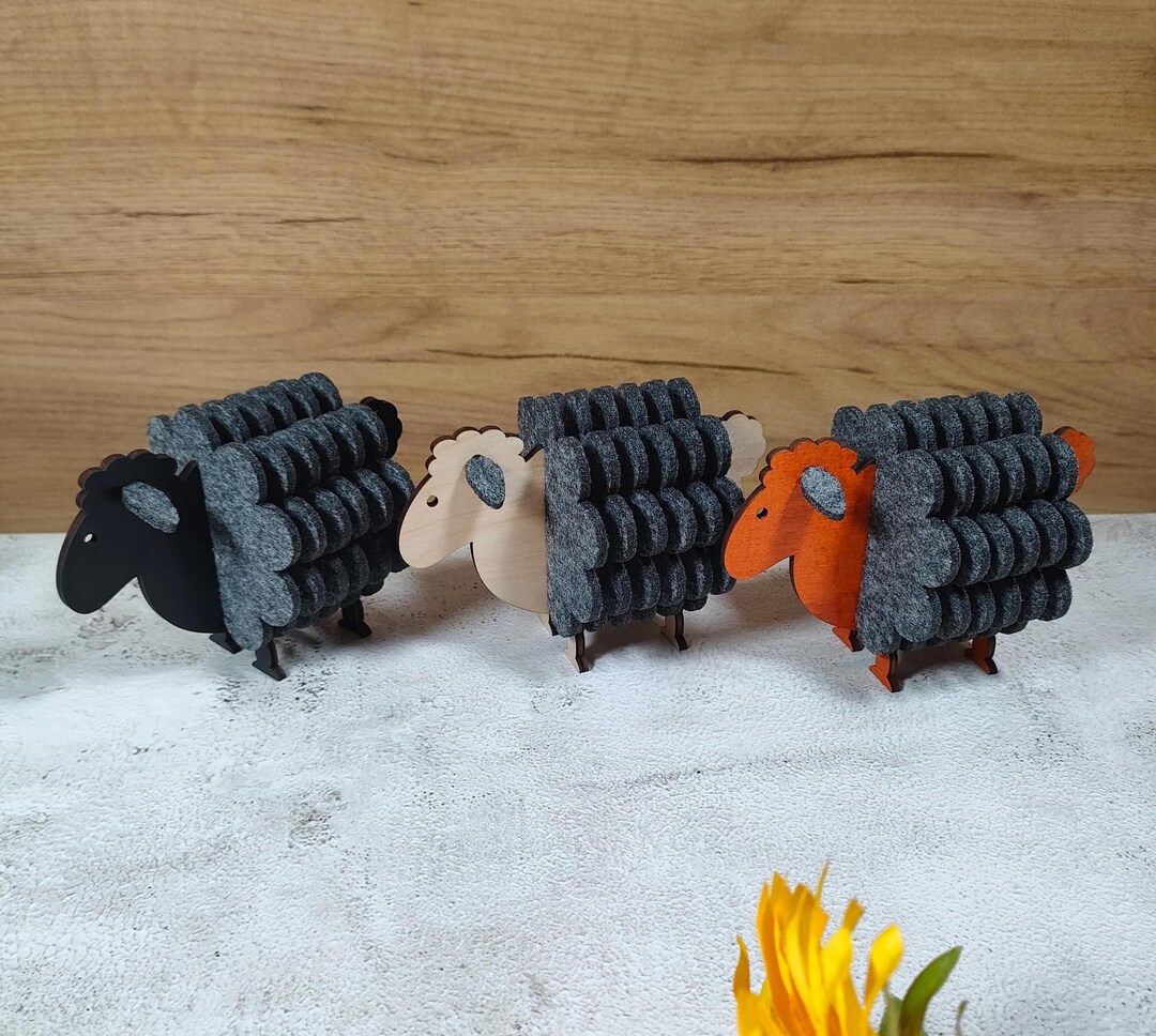 Felt Coasters Set in Wood Sheep Stand, Great for Eco-friendly and ...
