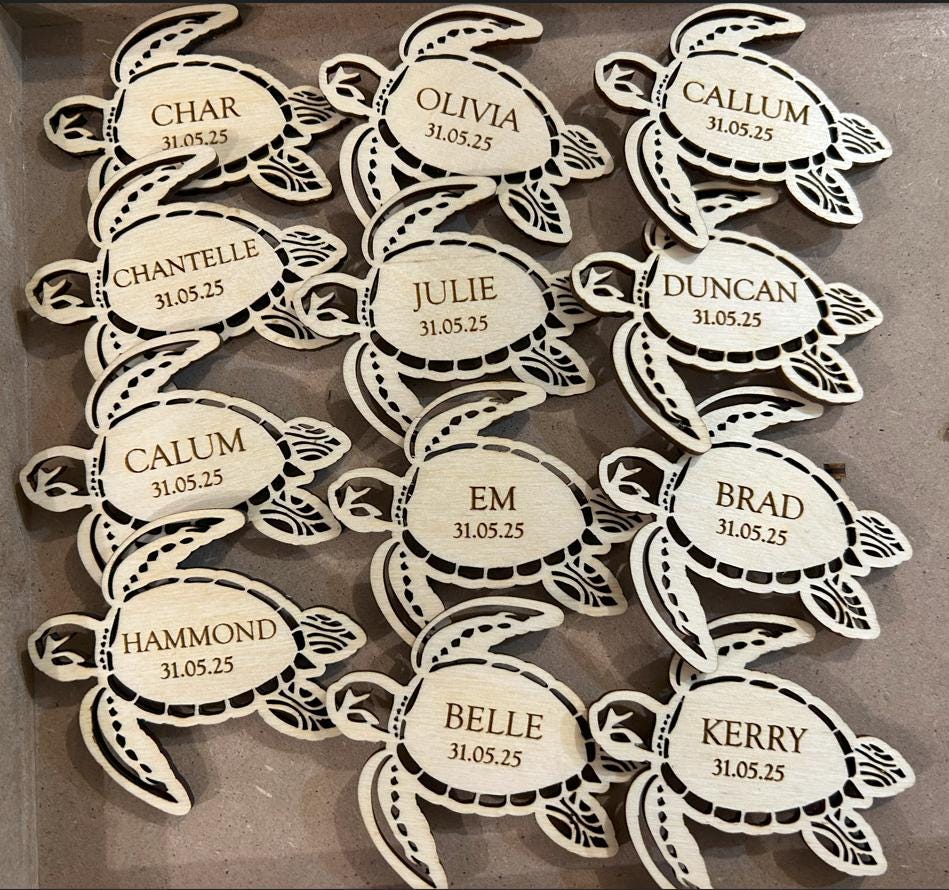 Turtle Place Cards Personalized – Beach Wedding Decorations, Nautical ...