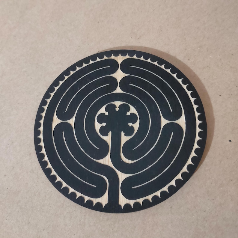 Chartres Cathedral Labyrinth Coaster: Laser Engraved Birch Wood ...