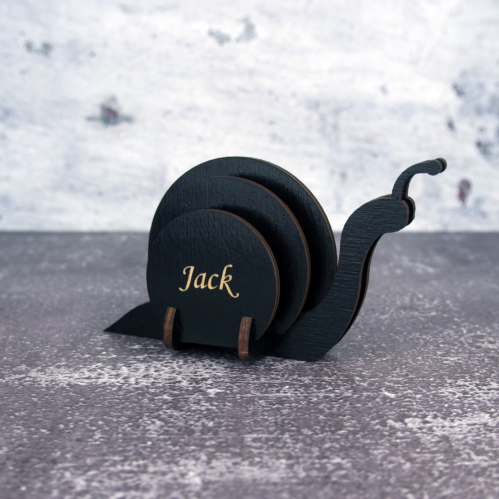 Personalized Wood Snail Coasters: Set of 5, Engraved Snail Decor - Etsy