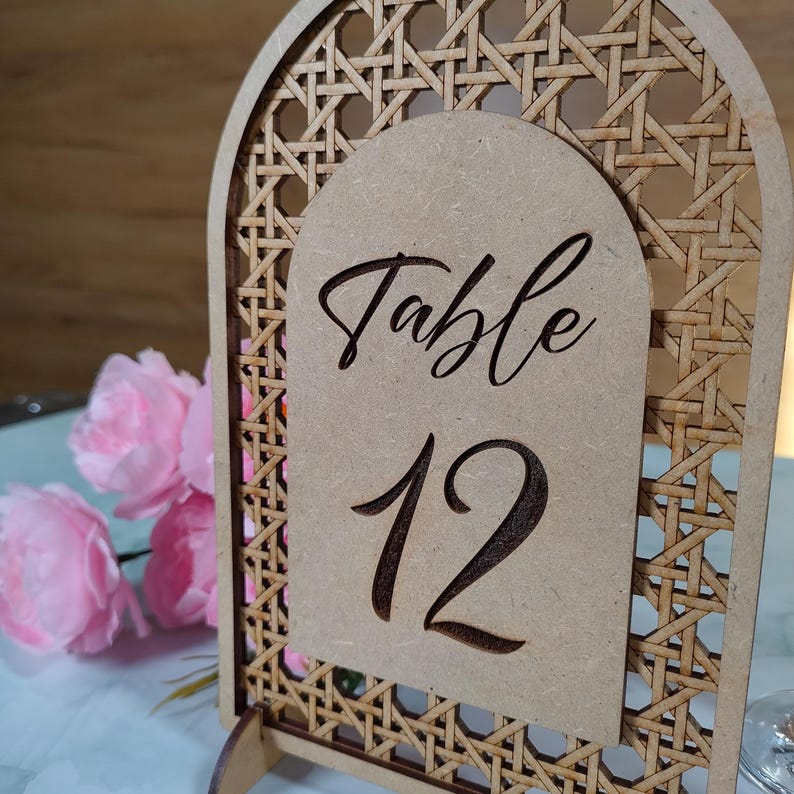 Rattan Table Numbers, Rattan Arch Table Numbers, Wedding Table Sign ...