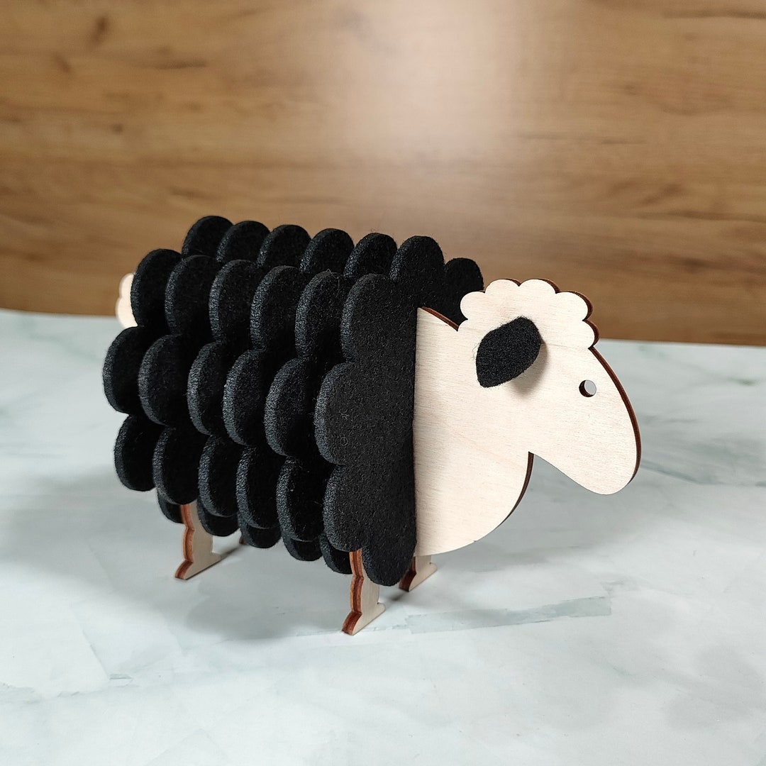 Felt Coasters Set With Wood Sheep, Eco Coasters, Cute Coasters Village ...
