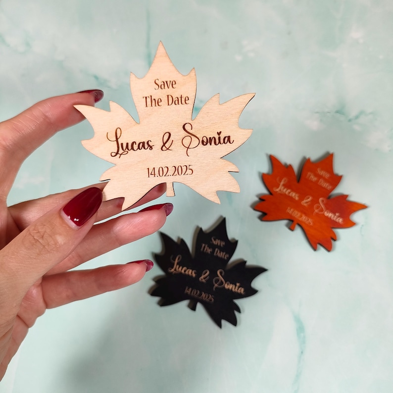 Personalized Maple Leaf Save the Date Magnet: Rustic Fall Wedding - Etsy