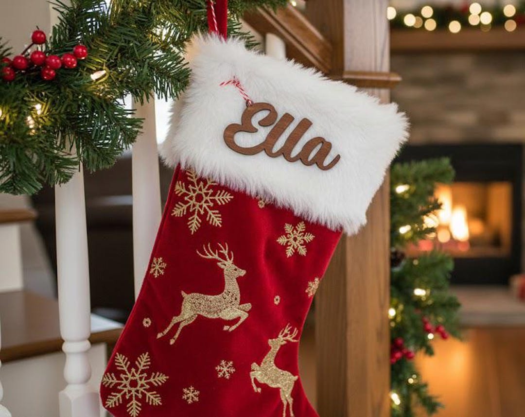 Personalized Wooden Christmas Stocking Tags, Custom Name Place Settings ...