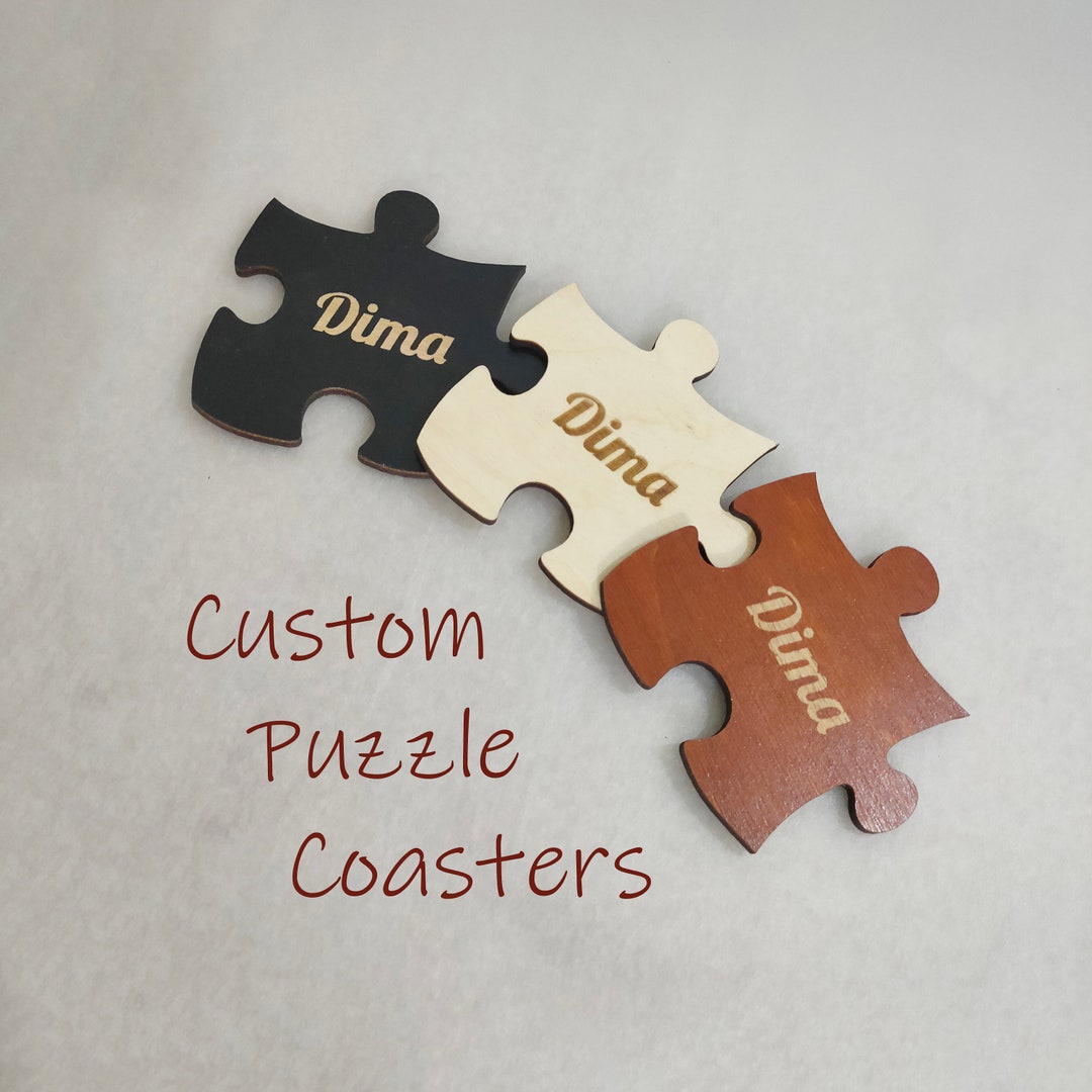 Puzzle Coasters Set, Wooden Coasters, Family Gift, Jigsaw Puzzle, Wood ...
