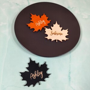 Personalized Maple Leaf Place Cards: Rustic Thanksgiving Table Decor - Etsy