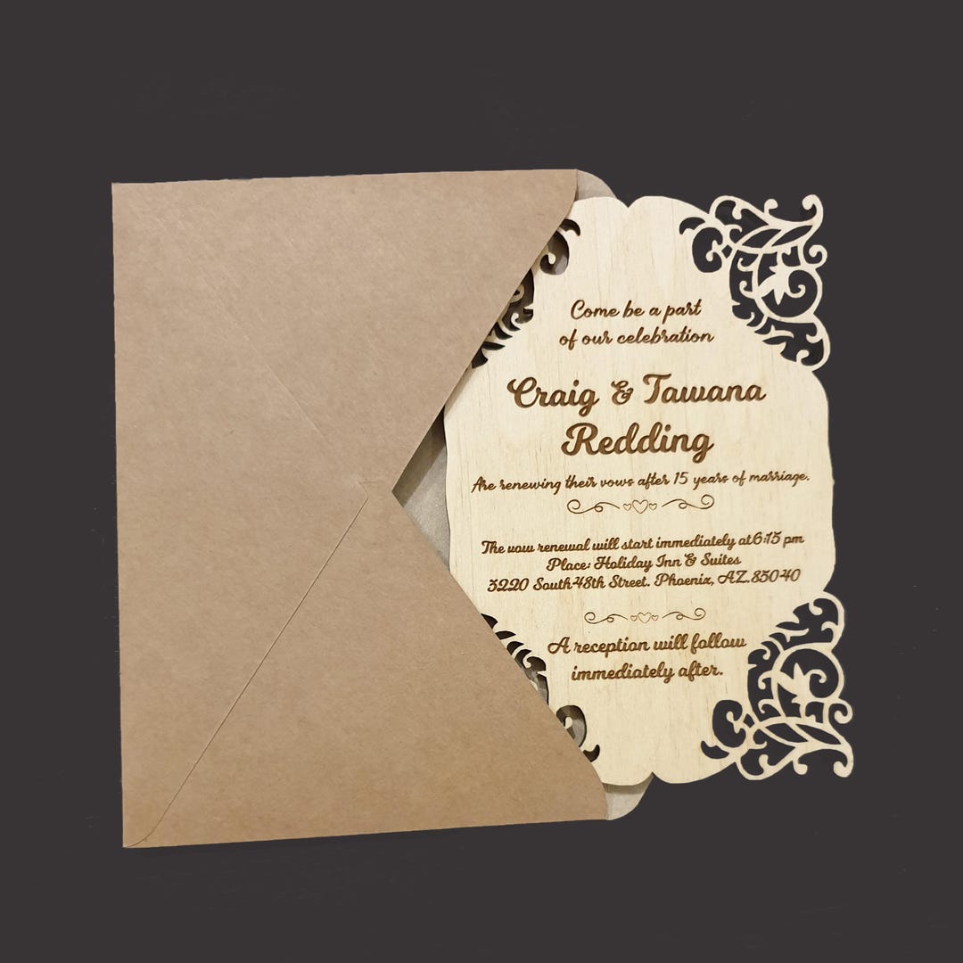Laser Cut Wooden Wedding Invitation: Rustic Personalized Suite - Etsy