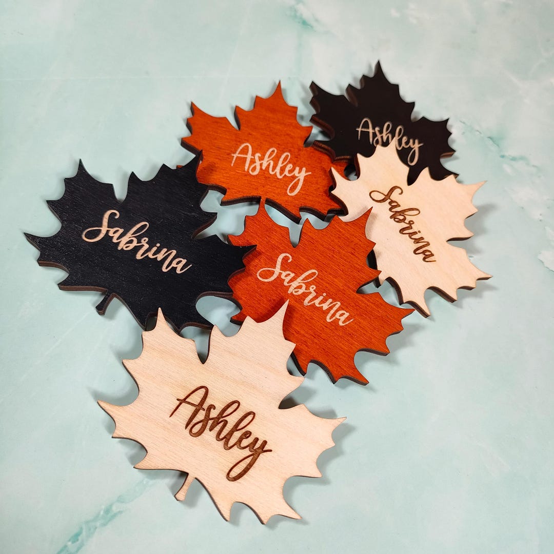 Personalized Maple Leaf Place Cards: Rustic Thanksgiving Table Decor - Etsy