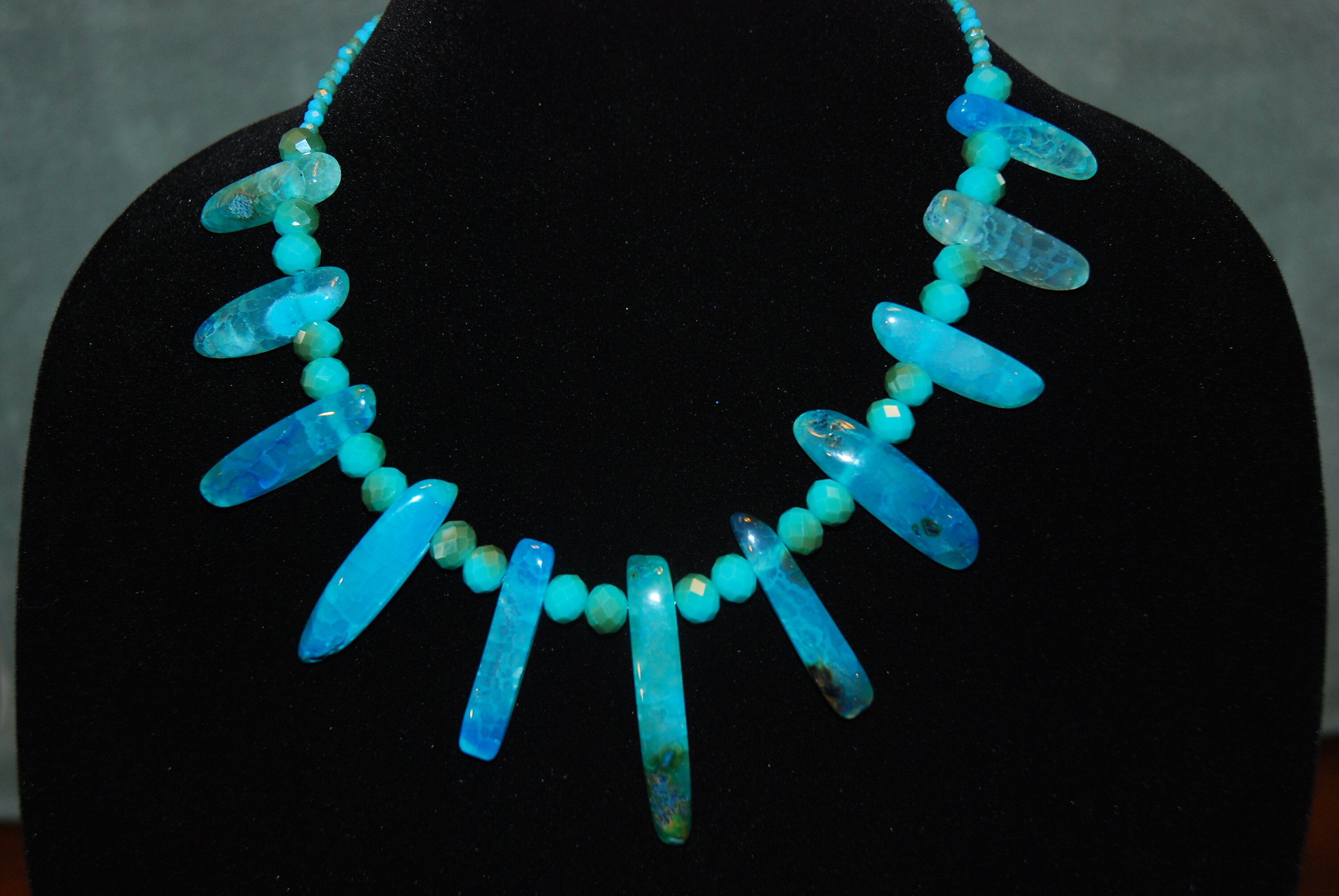 Handmade 19 Inch Blue Stone Necklace - Etsy UK