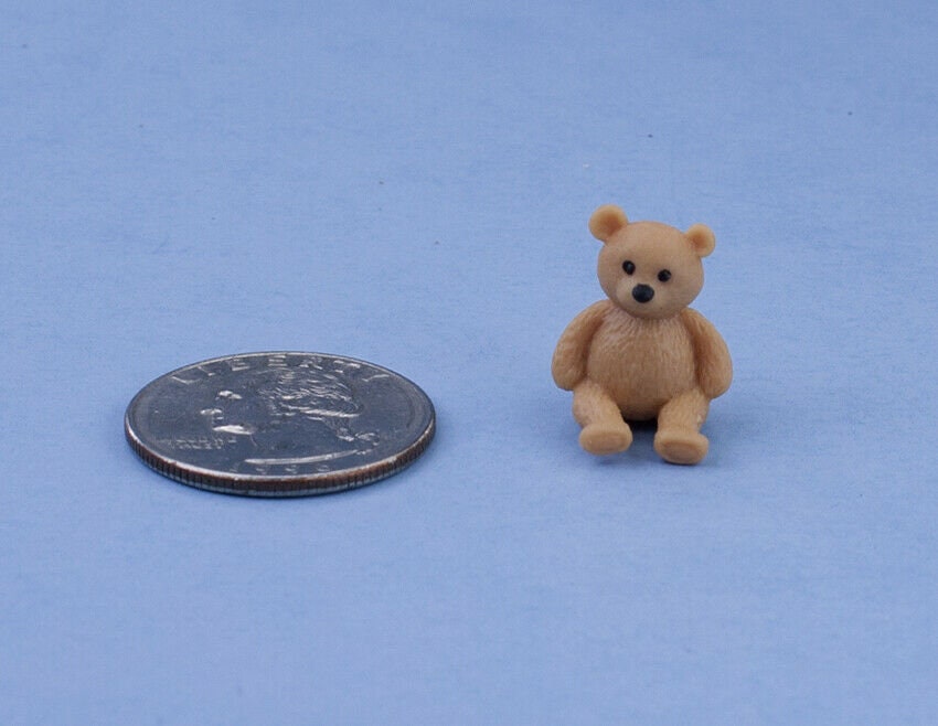 ADORABLE Dollhouse Miniature Small Rubber Light Brown Teddy Bear ...