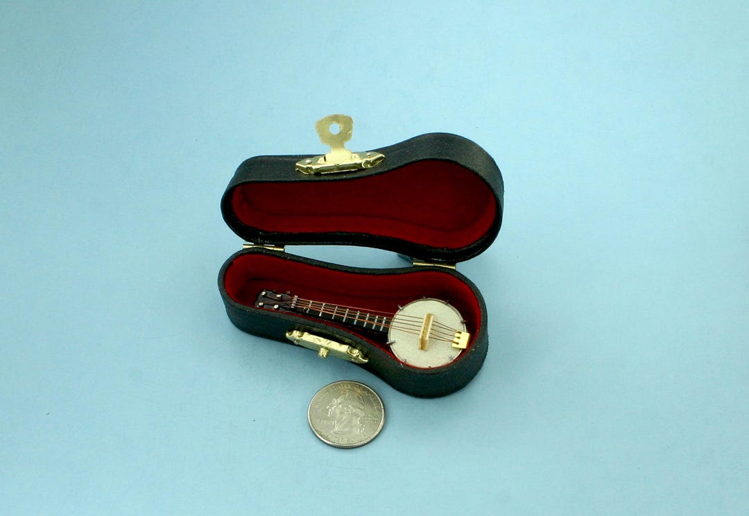 Dollhouse Miniature Realistic Banjo With a Carrying Case - Etsy