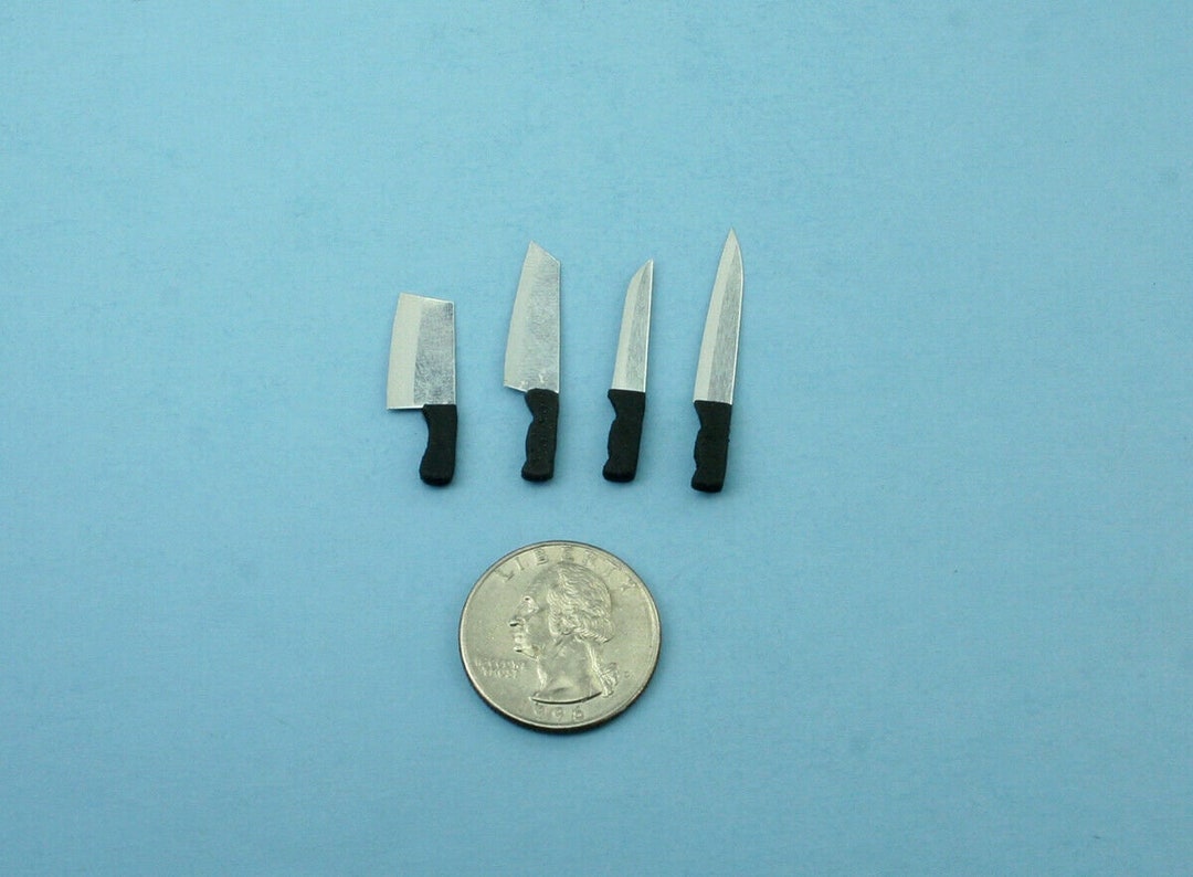 1/12 Scale Dollhouse Miniature 4 Piece Kitchen Knife Set Butchers ...