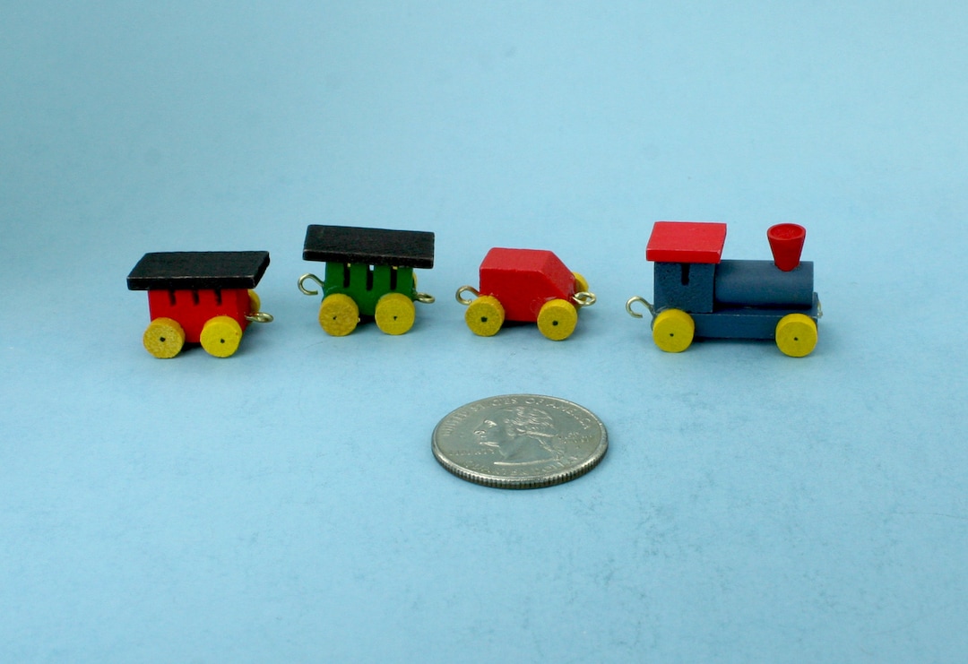 Dollhouse Miniature Colorful Wooden Toy Train Set - Etsy