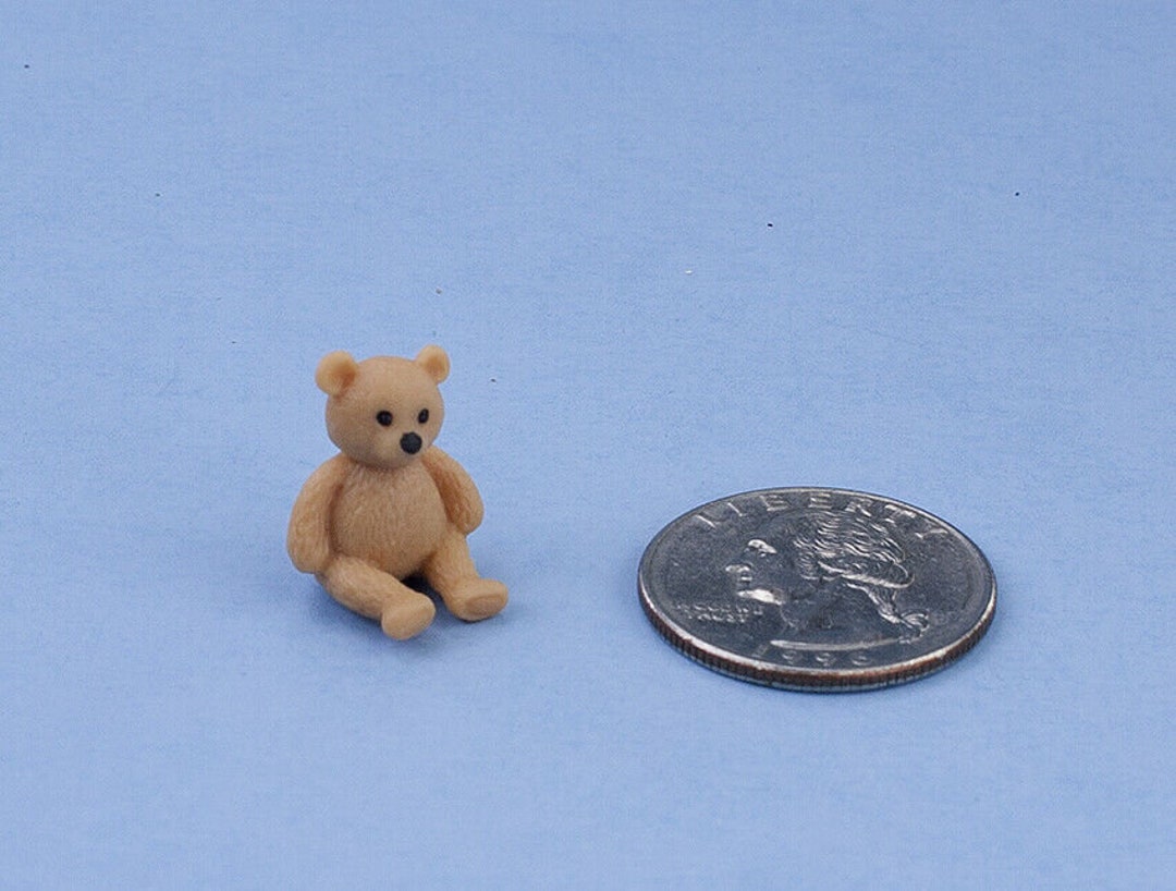 ADORABLE Dollhouse Miniature Small Rubber Light Brown Teddy Bear ...