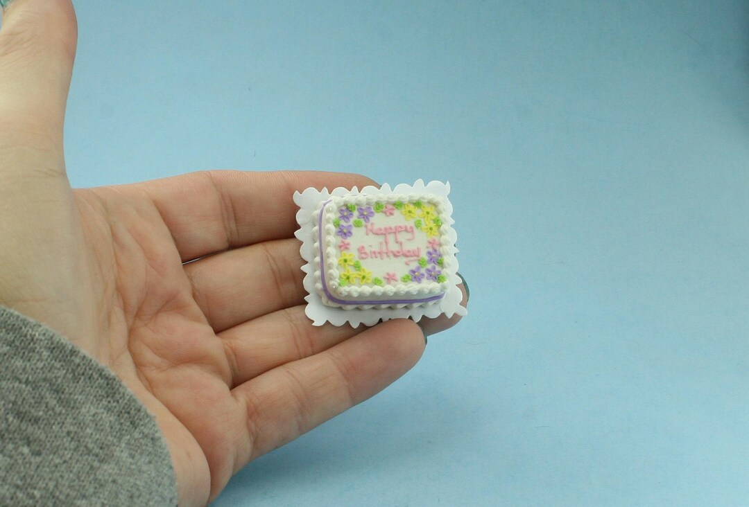 Dollhouse Miniature Happy Birthday Decorated White Sheet Cake - Etsy