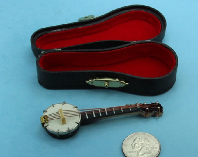 NICE 1:12 Scale Dollhouse Miniature Realistic Banjo Musical Instrument ...