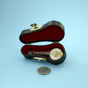Dollhouse Miniature Realistic Banjo With a Carrying Case - Etsy
