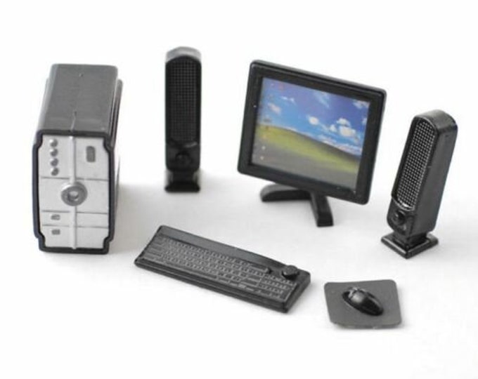 Dollhouse Miniature Modern Computer Monitor Speakers & - Etsy