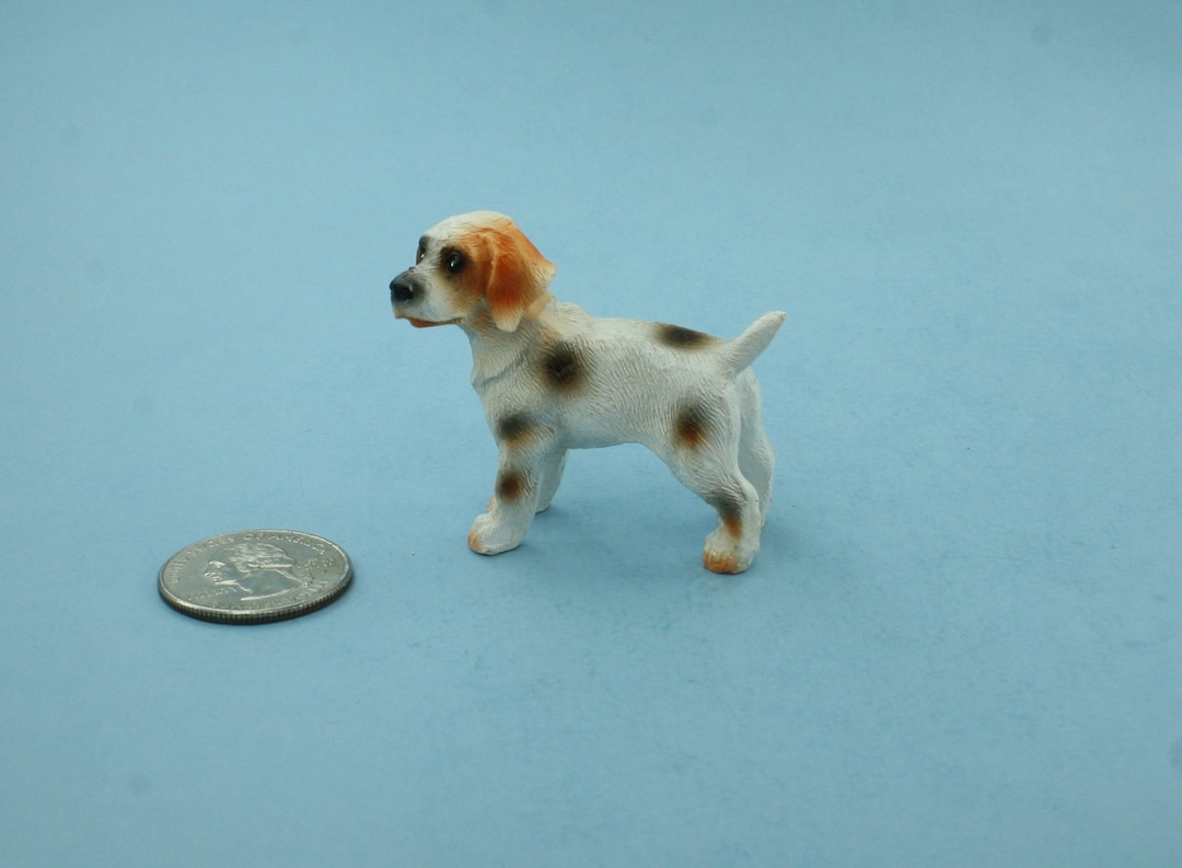 Adorable 1:12 Scale Dollhouse Miniature Realistic Beagle Dog Figurine ...