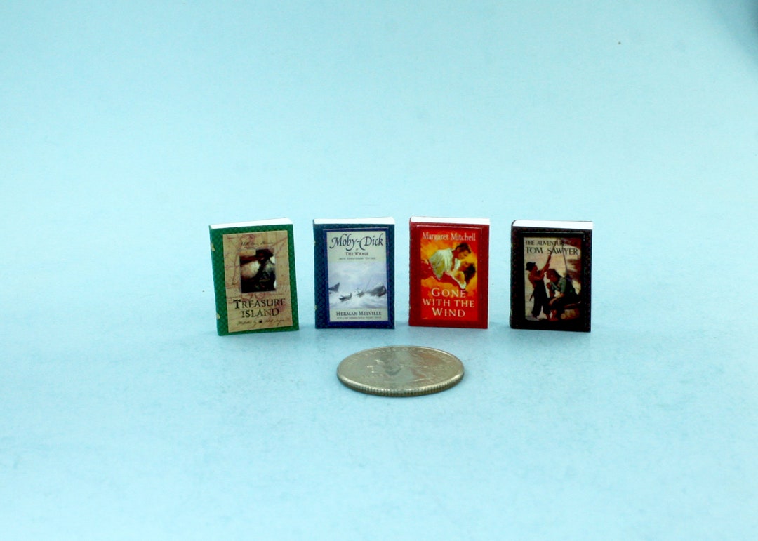 1/12 Scale Dollhouse Miniature Set of 4 Classic Books With Pages Inside ...