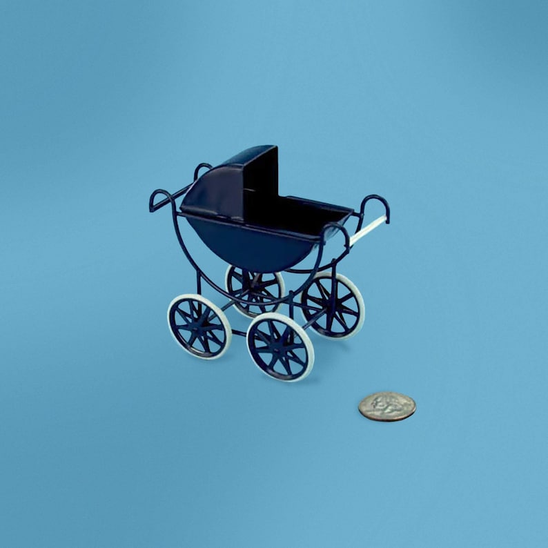 Dollhouse Miniature Navy Blue Baby Buggy Carriage Stroller Pram - Etsy