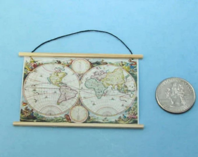 Dollhouse Miniature Hanging Wall Map for Classroom - Etsy