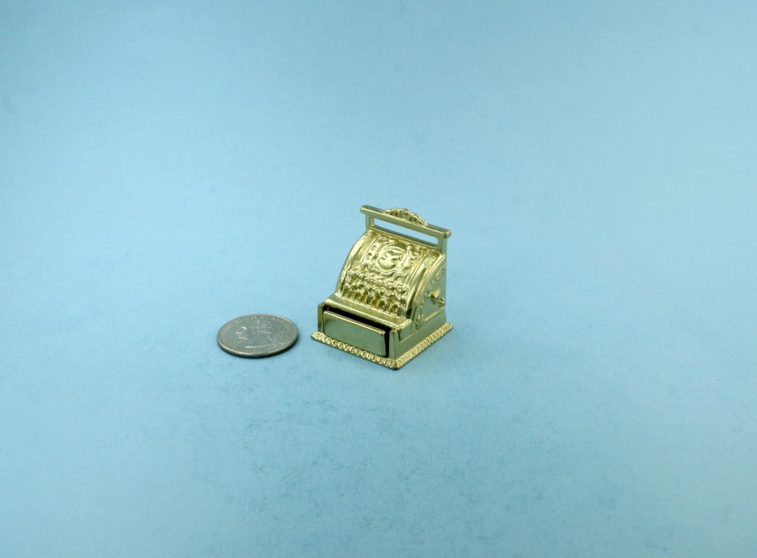 Dollhouse Miniature Old Fashioned Style Brass Cash Register With ...