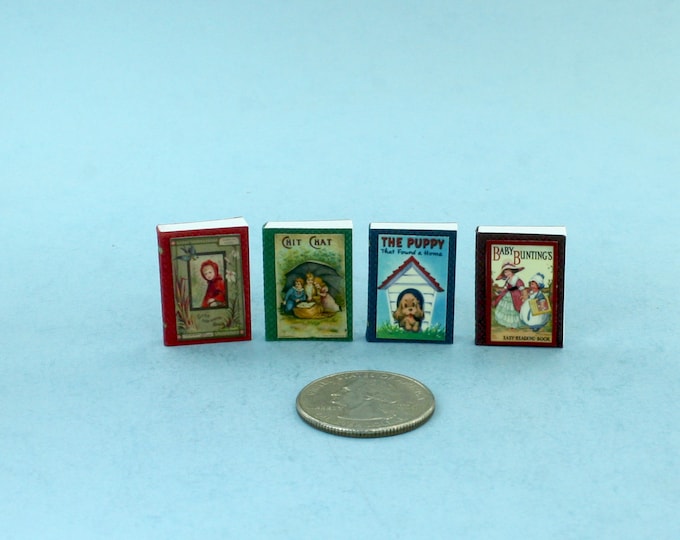 Dollhouse Miniature Set of 4 Children's Books With Pages Inside - Etsy