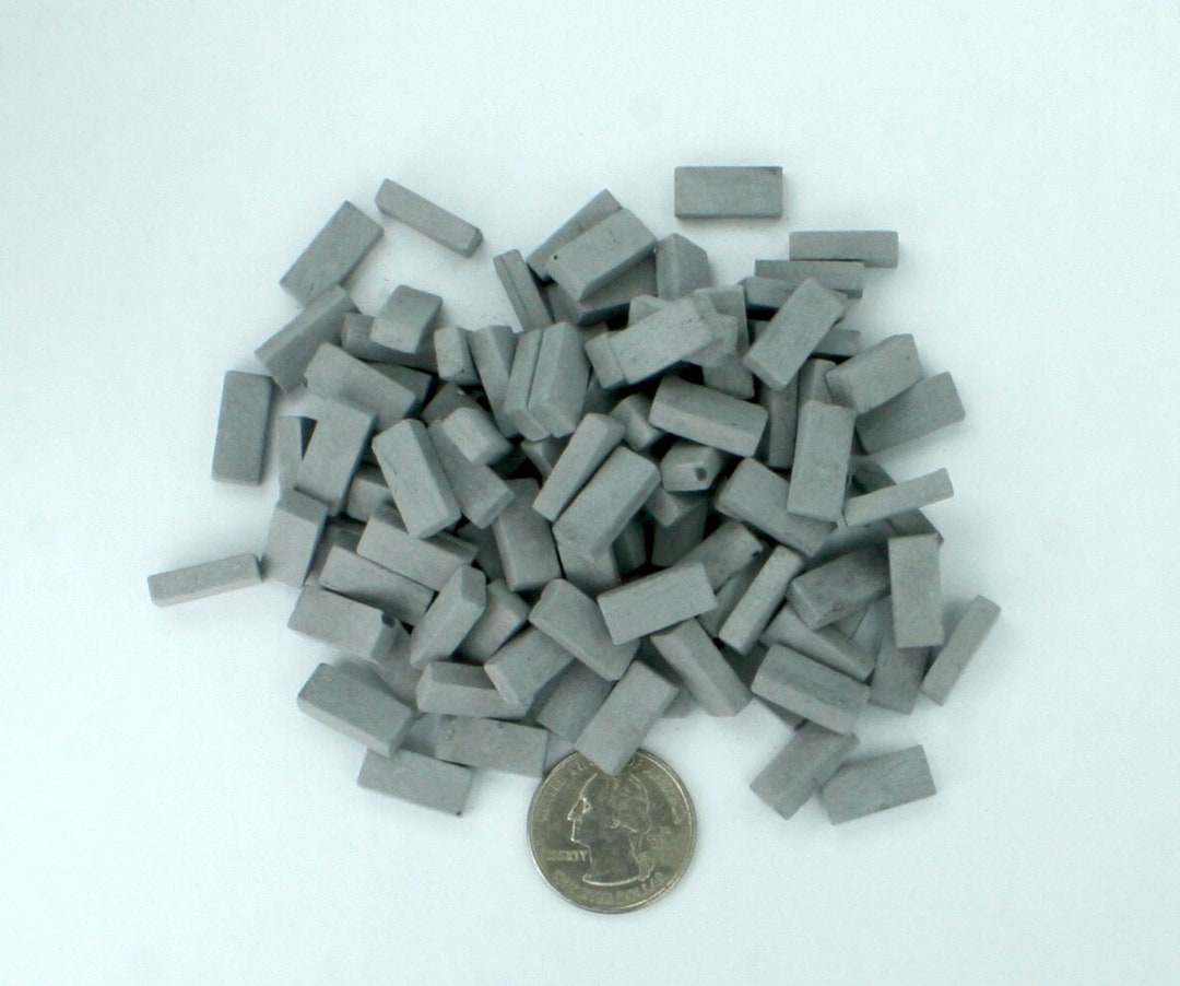 Pack of 100 Loose Gray Dollhouse Miniature or Fairy Garden Miniature ...