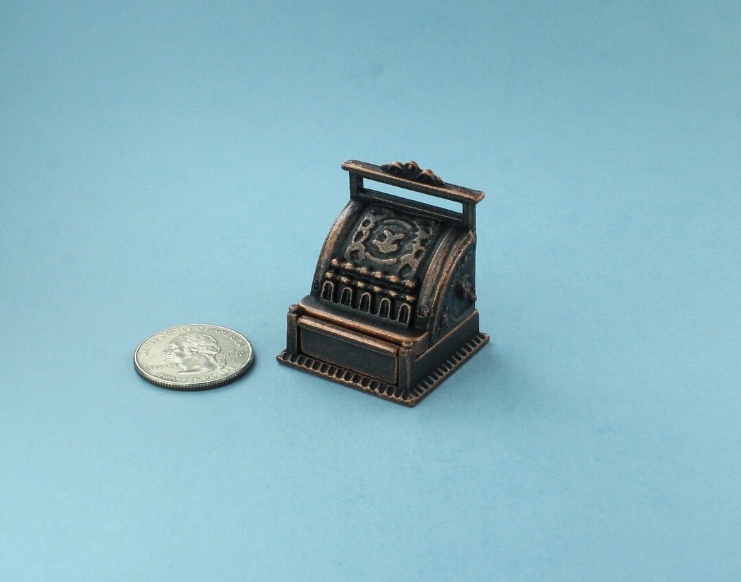 Dollhouse Miniature Old Fashioned Style Bronze Cash Register With ...