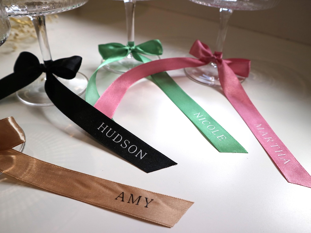 Personalised Ribbon Name Tags Wedding Place Setting Bridal Party Hen ...