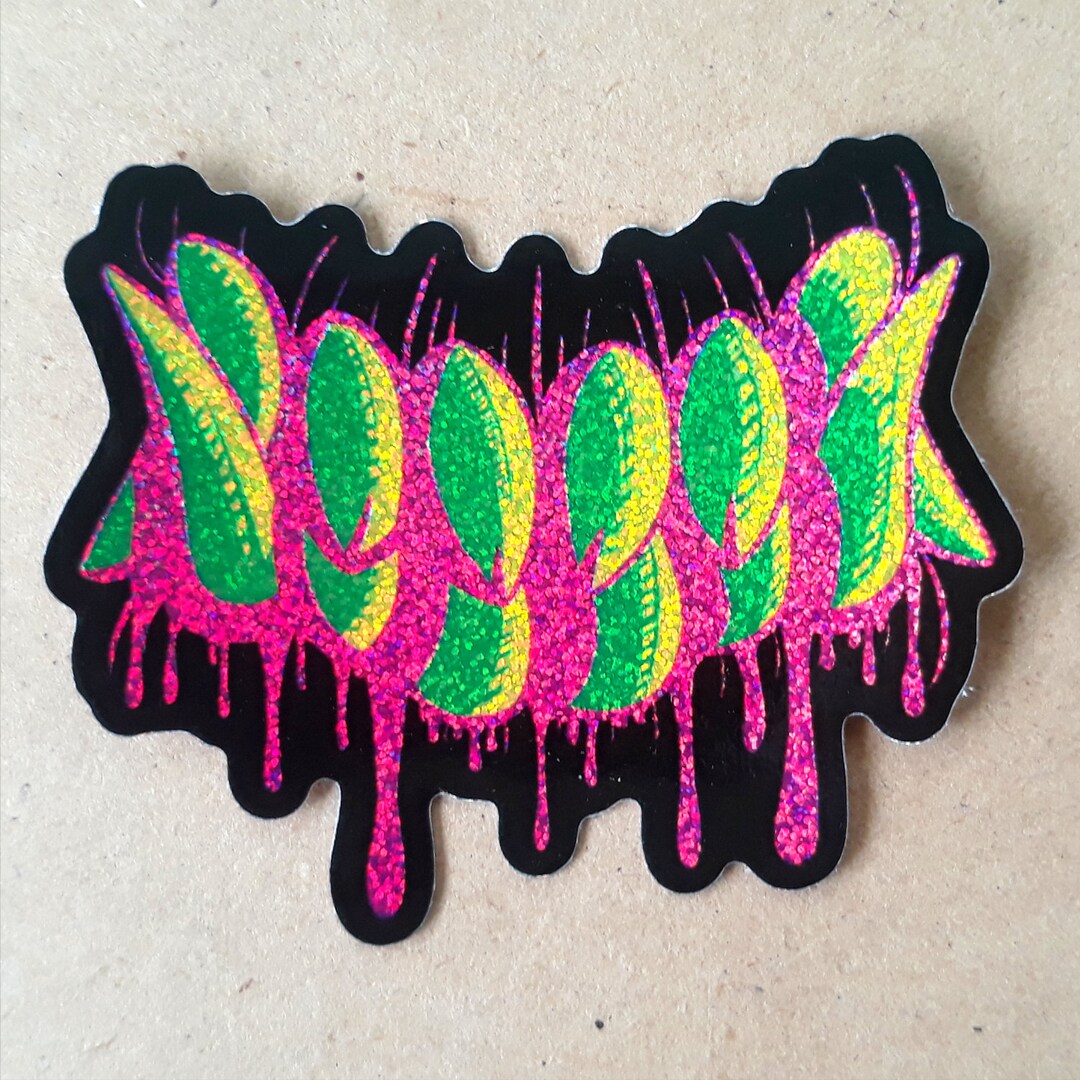 Drooling Teeth Glitter Sticker - Etsy