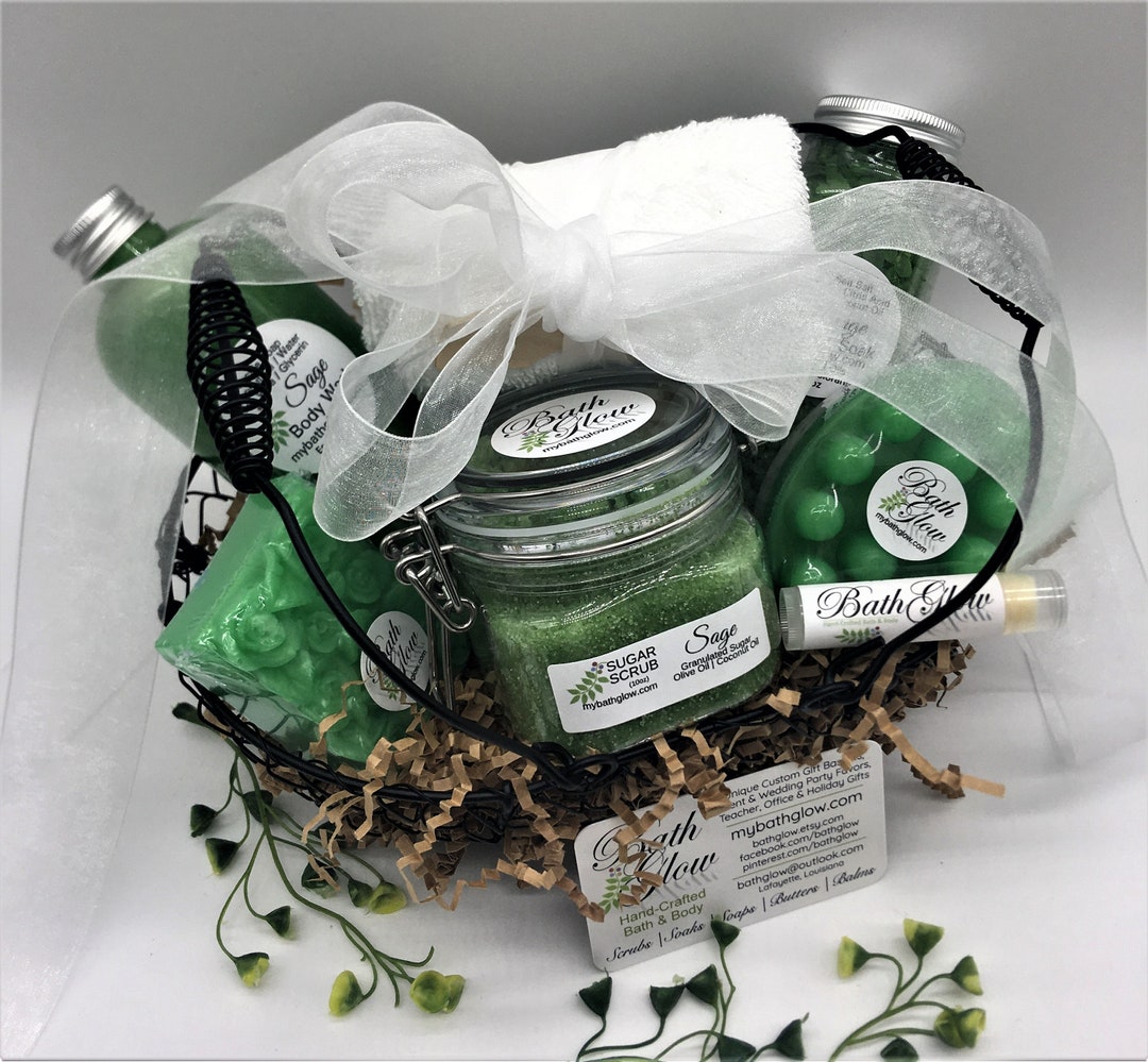 Sage Wire Basket Set: Spa Gift Bath Gift Unique Gift Gifts for Women ...