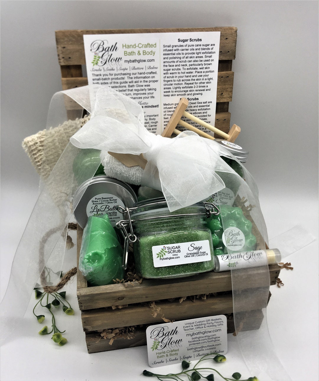 Sage Wood Crate Set: Spa Gift | Bath Gift | Unique Gift | Gifts for ...