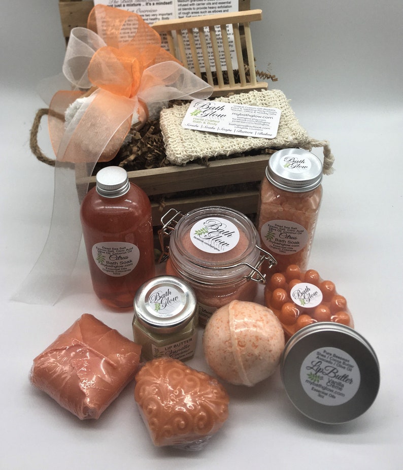 Citrus Wood Crate Set: Spa Relaxation Bath Gift Set Unique - Etsy