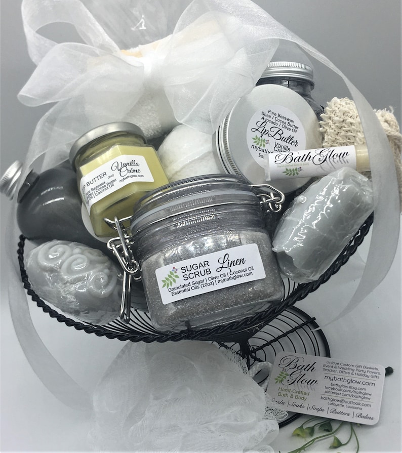 Wire Cone (linen): Spa Gift Basket | Bath Set | Unique Soap Basket ...