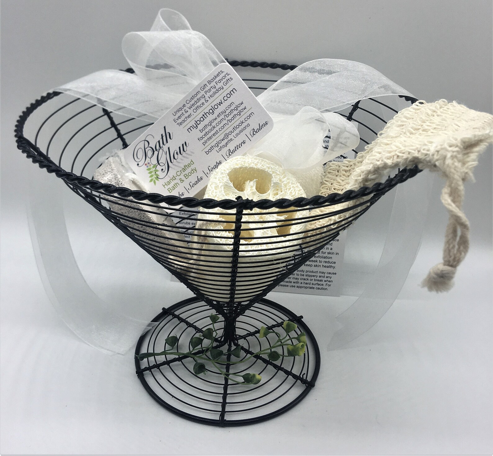 Wire Cone linen: Spa Gift Basket Bath Set Unique Soap - Etsy